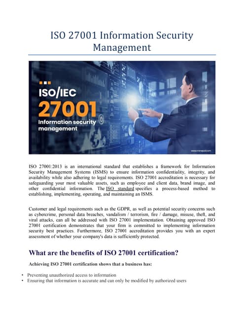 Basic introduction to iso27001 | PPT