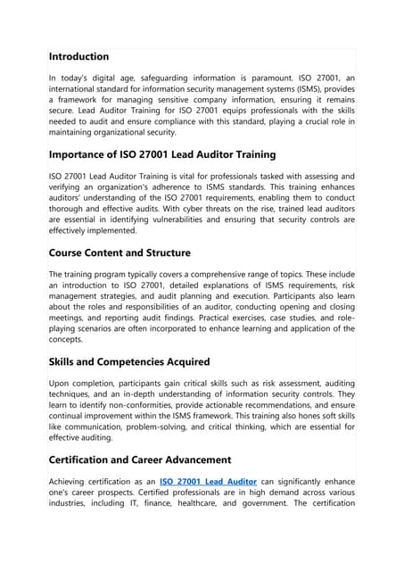 Why Take the ISO 27001 Lead Auditor Course.pdf