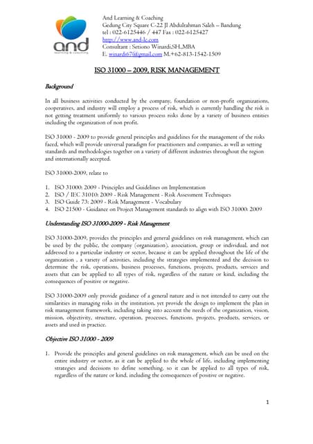 ISO 31000 Risk Management | PDF | Business Accounting & Finance | Business