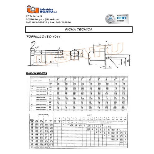 ISO STANDARD 4014 - HEXAGONAL BOLT DIMENSIONS | PDF