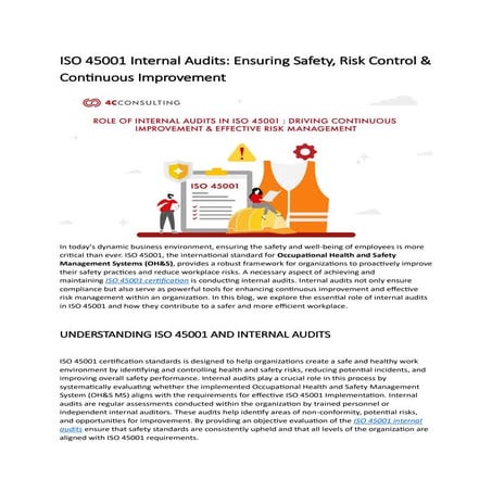 ISO 45001 Internal Audits: Ensuring Safety, Risk Control & Continuous ...