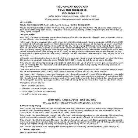 Tiêu chuẩn Iso 50002:2015 - Kiểm toán năng lượng - các yêu cầu | PDF