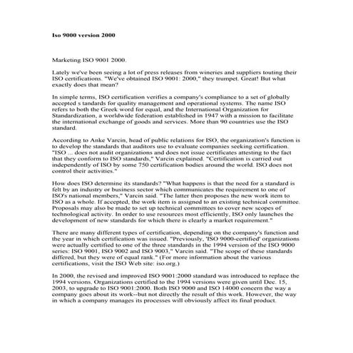 Iso 9000 version 2000 | DOC