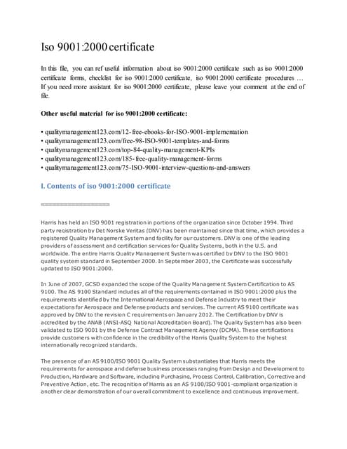 Iso 9001 for dummies | DOCX