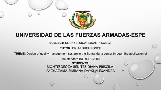 Design of quality management system in the Santa Maria center through ...