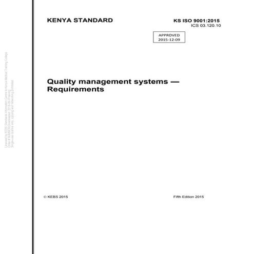 KS ISO 9001:2015 Quality Management Standard | PDF