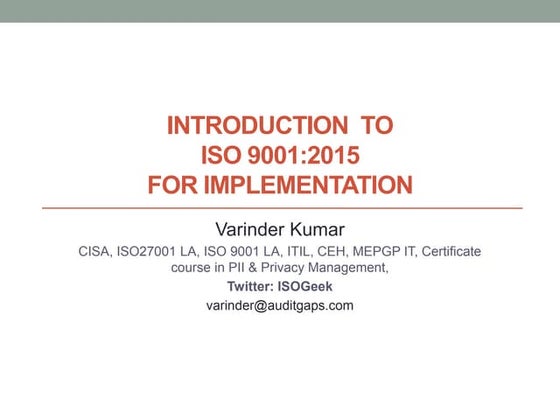 ISO 9001 2015 Overview presentation | PPT
