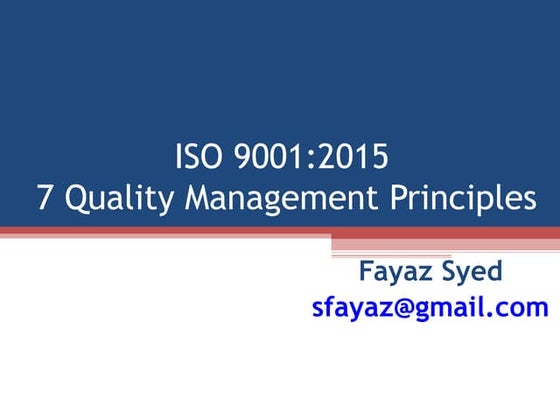 QMS Principles ISO 9001 2015 | PDF