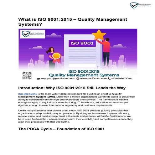 What is ISO 9001:2015 – Quality Management Systems? | PDF