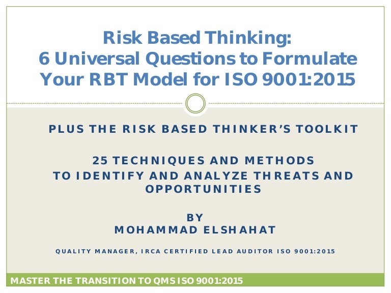 Iso 9001:2015 Risk Based Thinking Toolkit