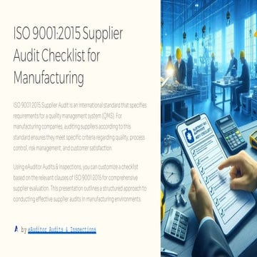 ISO 9001:2015 Supplier Audit Checklist for Manufacturing with eAuditor ...