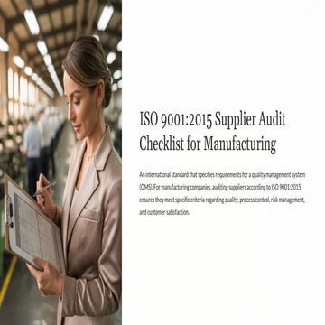 ISO 90012015 Supplier Audit Checklist Manufacturing with eAuditor ...