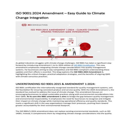 ISO 9001:2024 Amendment Easy Guide to Climate Change Integration | PDF