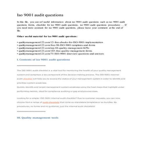 Iso 9001 audit questions | DOCX