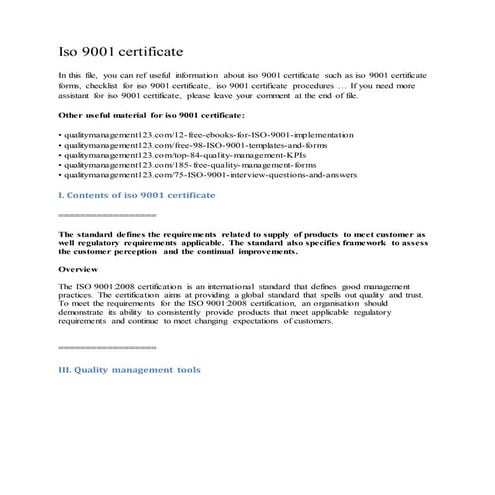 Iso 9001 certificate | PDF