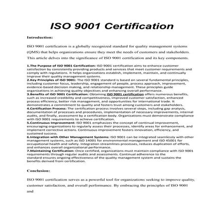 ISO 9001 Certification. pptx | PPTX