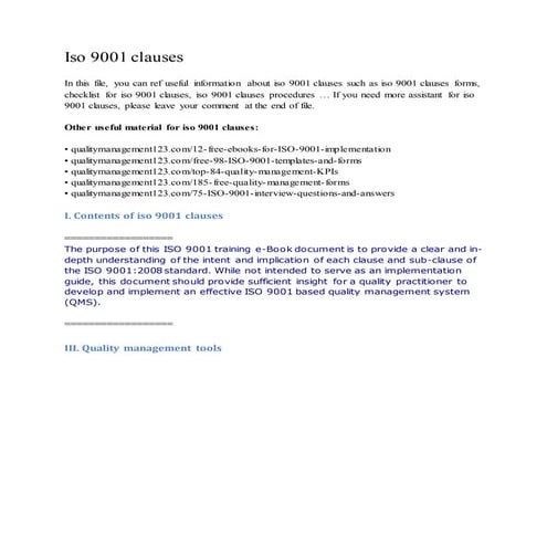 Iso 9001 clauses | PDF