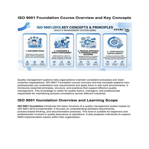 ISO 9001 Foundation Course Overview and Key Concepts Guide | PDF