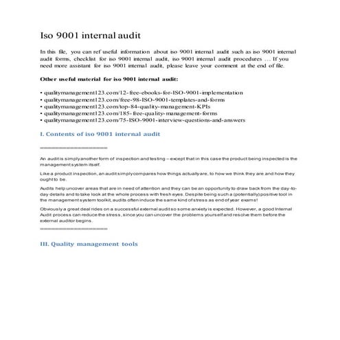 Iso 9001 internal audit | PDF