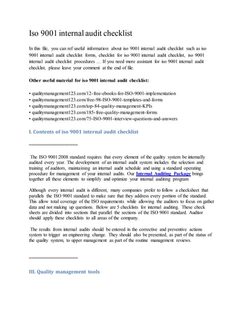 Iso 9001 internal audit training | PDF