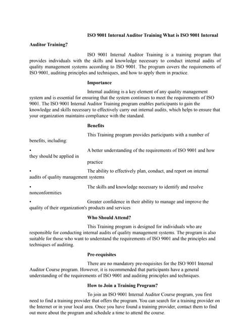 iso 9001 lead auditor training .ppt | Business | Business and Finance