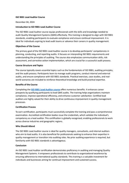 iso 9001 lead auditor training .ppt | Business | Business and Finance