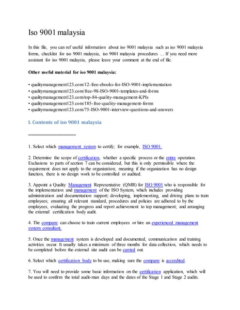 Iso 9001 for dummies | DOCX