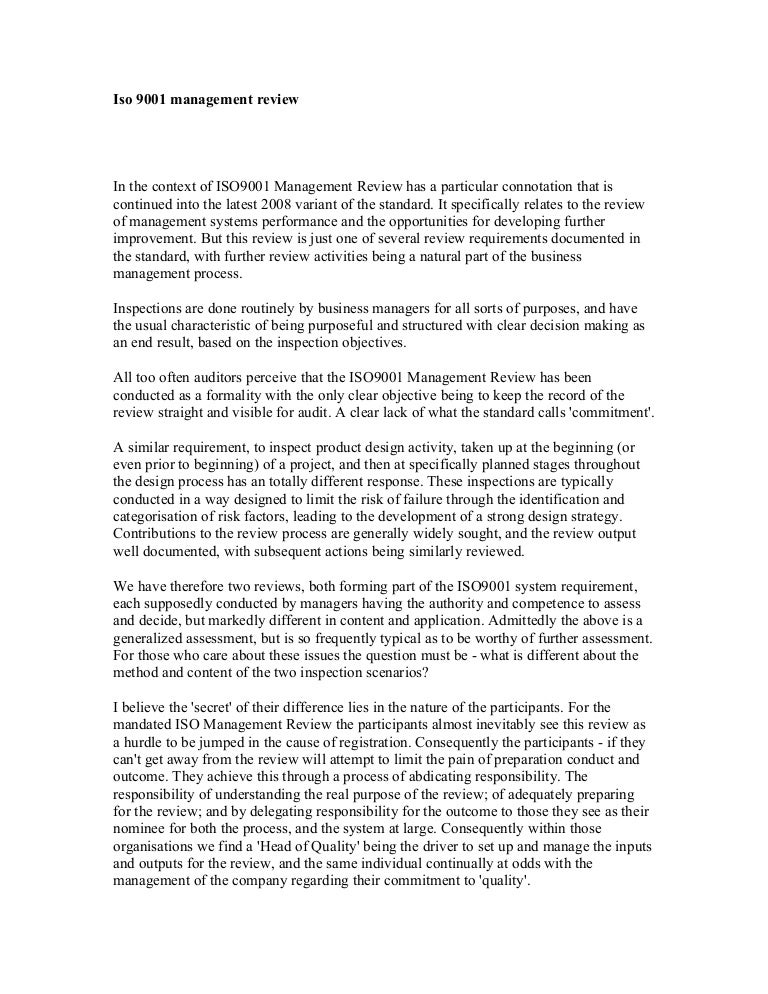 Iso 9001 management review