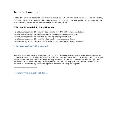 Iso 9001 for dummies | DOCX