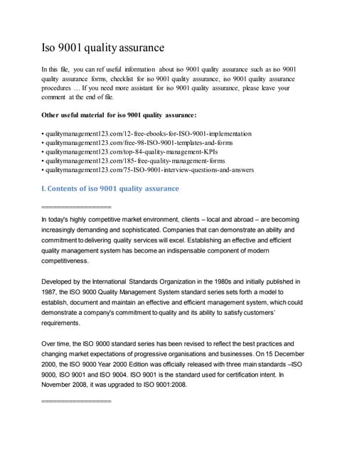 Iso 9001 templates free | DOCX