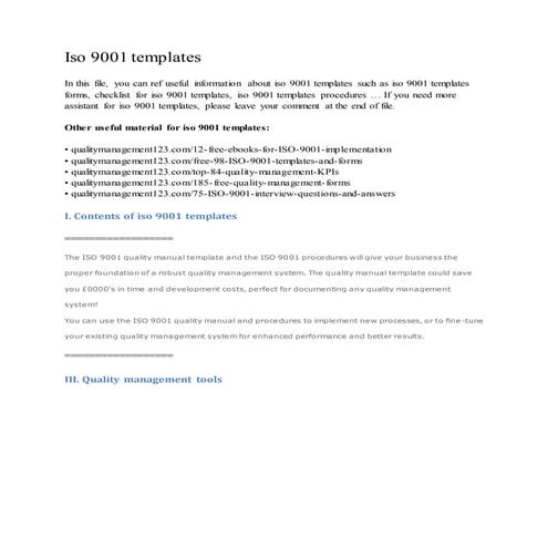 Iso 9001 templates | PDF