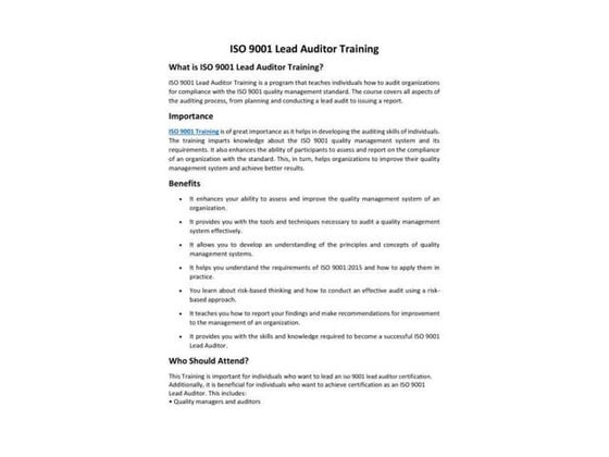 Types of ISO Auditor Training Courses Provided by IAS | PPT