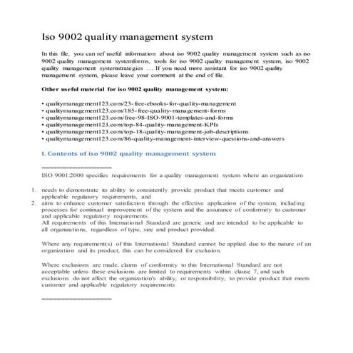 Quality management systems requirements