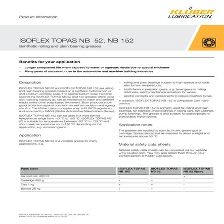 Isoflex topas-nb-52-152 | PDF