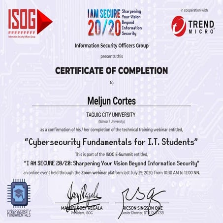 ISOG CYBERSECURITY 2020 of MELJUN CORTES | PDF