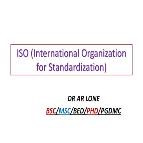 ISO (International Organization for Standardization).pptx | Business | Business and Finance