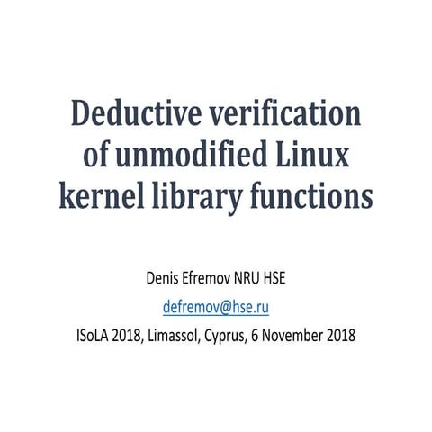 Deductive verification of unmodified Linux kernel library functions | PDF | Programming ...