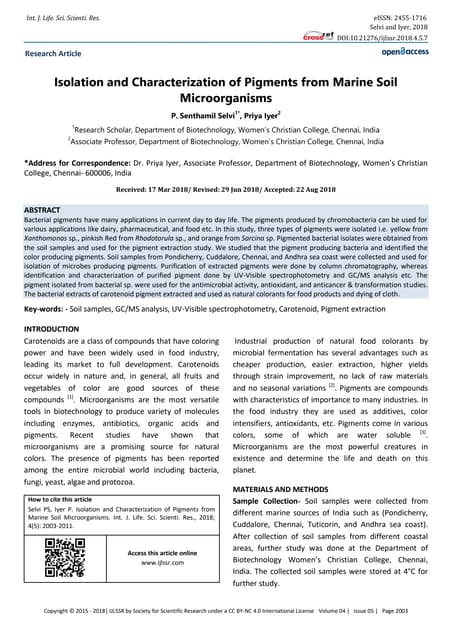 Microbial Production and Applications of Pigments | PDF