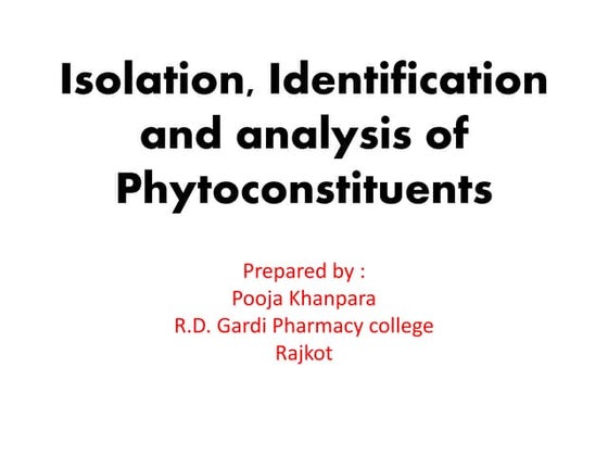 ISOLATION IDENTIFICATION of alkaloids atropine and quinine.pptx ...