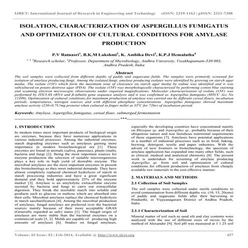 Isolation, characterization of aspergillus fumigatus and optimization of cultural conditions for ...