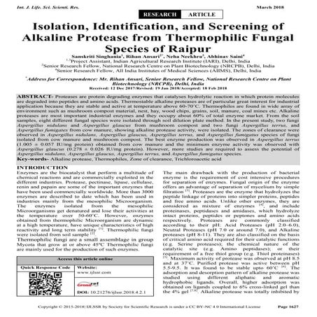 Isolation, identification and screening of alkaline protease from ...