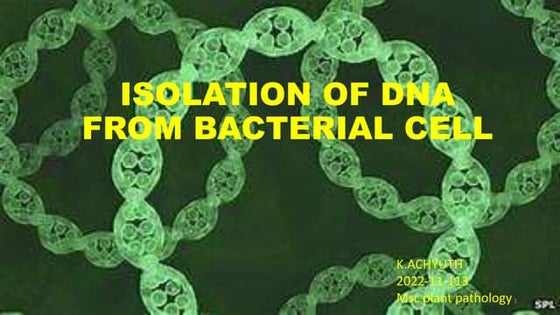 Isolation of genomic DNA from Animal Tissue | PPT