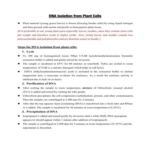 Isolation of DNA | PDF
