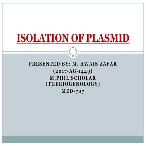 Isolation of Plasmid, isolation of plasmidspptx | PPT