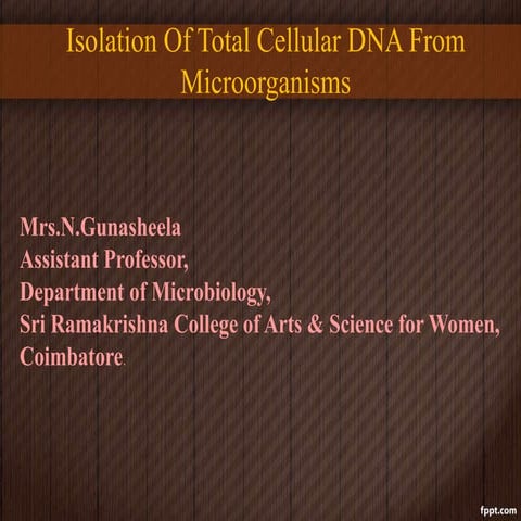 Isolation & Purification of DNA | PPTX