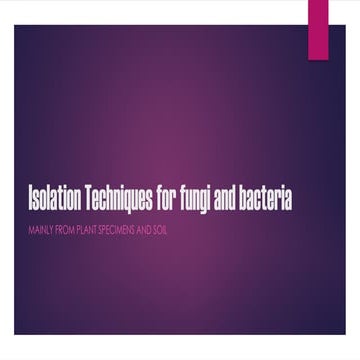 All possible techniques for isolation of bacteria and fungi... | PPTX