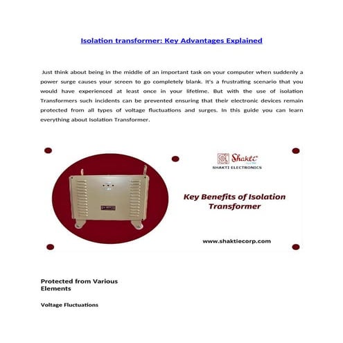 Isolation transformer - Key Advantages Explained | PPT