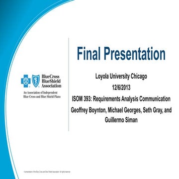BCBSA Requirements: Final Presentation | PDF