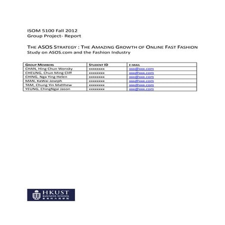 THE ASOS STRATEGY : THE AMAZING GROWTH OF ONLINE FAST FASHION | DOCX