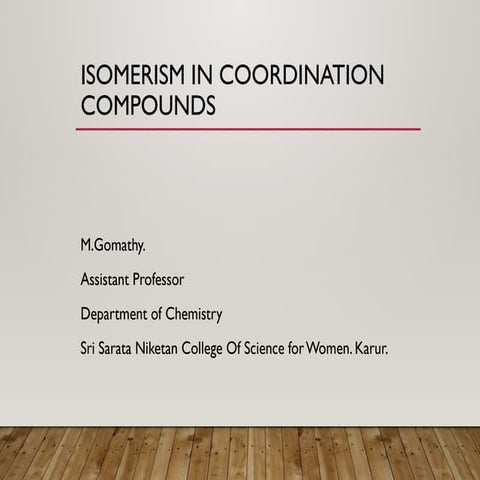 Isomerism in coordination compounds octahedral | PPTX